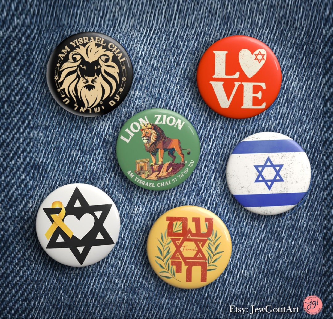 Israel Pins Set Am Yisrael Chai Lion Zion Yellow Ribbon Bring Them Back ...