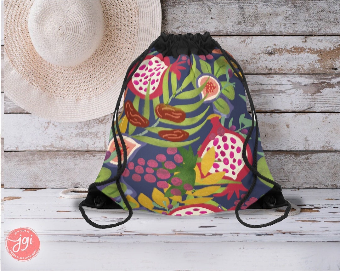 Israel Fruit Art Drawstring Bag Backpack 7 Species Israel Hanukkah Gift ...