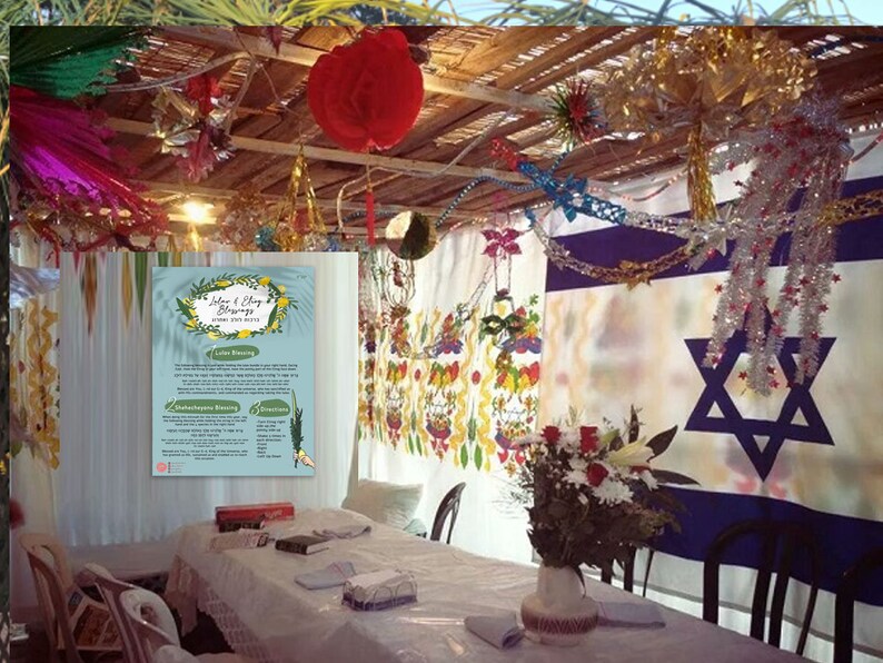 Sukkot Lulav & Etrog Blessings Printable Decoration for Sukkah, Decor ...