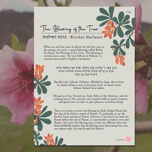 Blessing of Fruit Trees Printable Sheet Download Brachat Hailanot ...