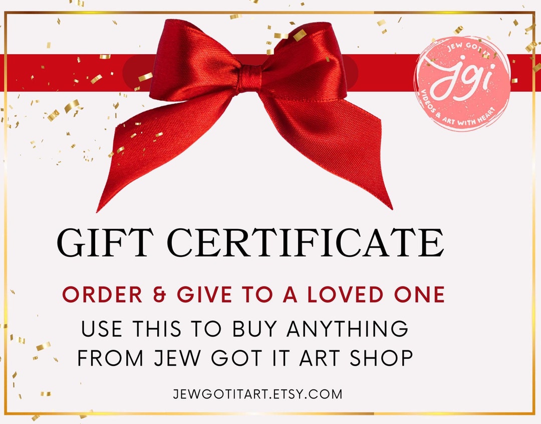 Gift Certificate for Shop Jew Got It Art Table Decor Tshirts Baby Gifts ...