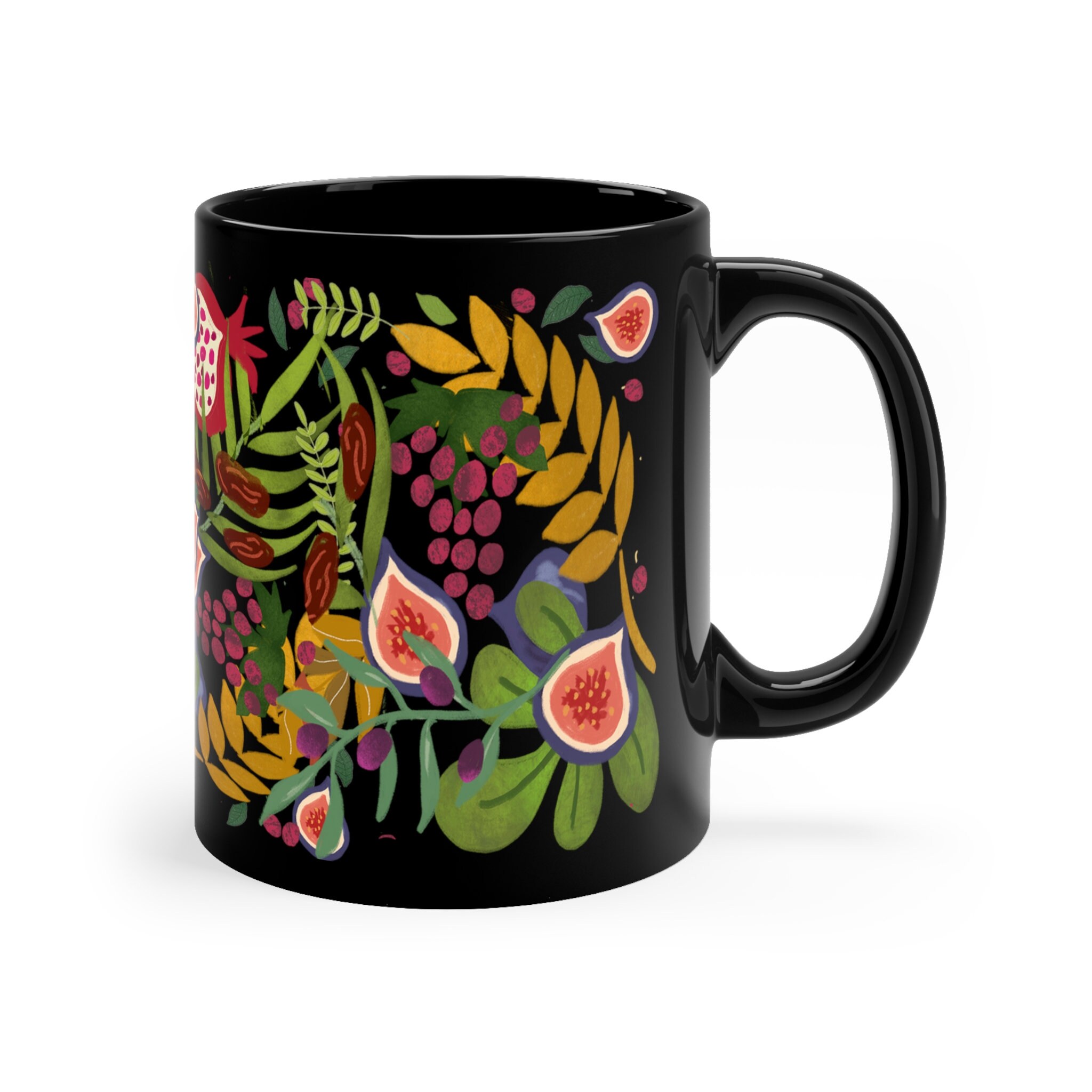 7 Fruits of Israel Black Mug 7 Species of Israel Mug, Tea Cup Coffee ...