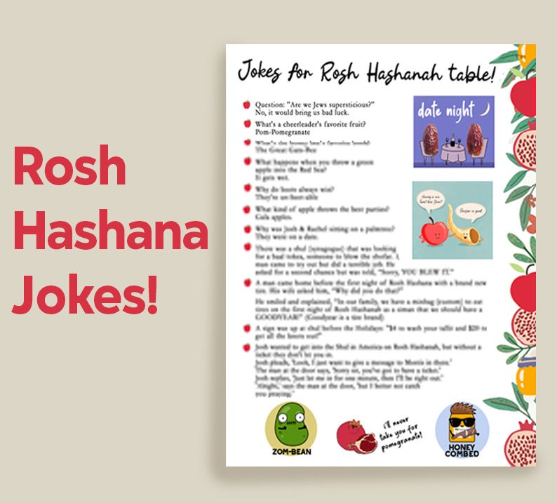 Jokes for Rosh Hashanah Printable Sheet, Table Decor, Jewish New Year ...
