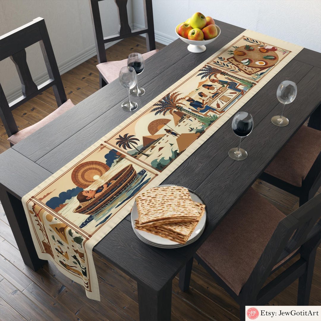 Passover Story Table Runner Egyptian Hieroglyphs Seder Table Decor With ...