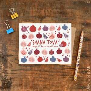 Rosh Hashanah Shana Tova Greeting Card Set Pomegranate Jewish Holiday ...