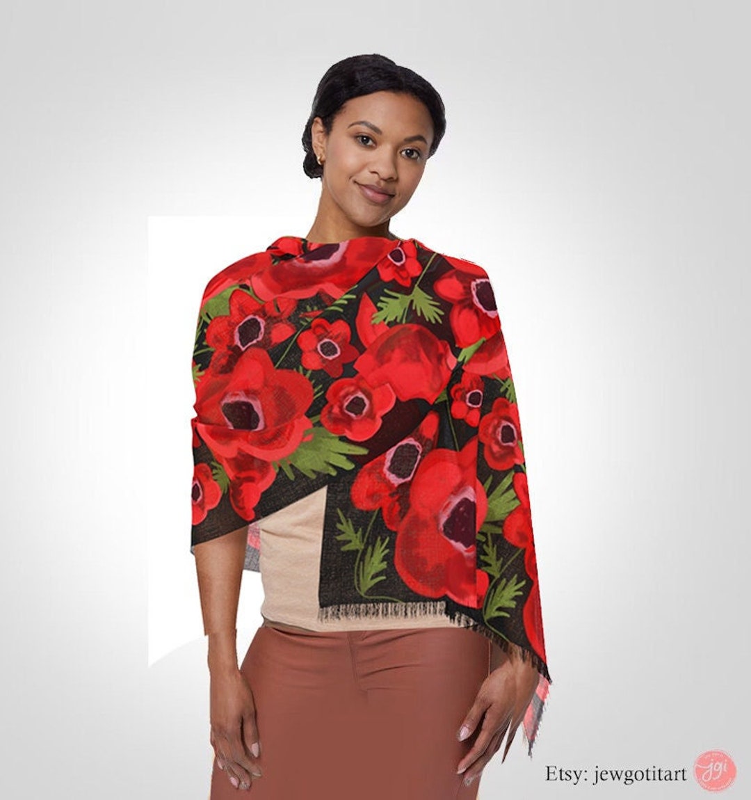 Kalanit Flower of Israel Black Scarf Head Headwrap Flowers Scarves ...