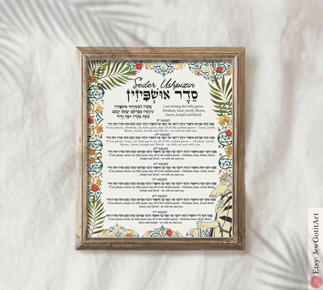 Ushpizin Blessings Seder Printable Sukkot Decoration for Sukkah Decor ...