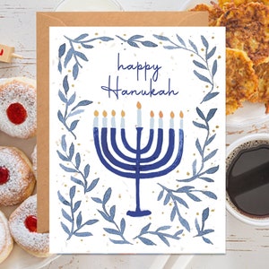 Beautiful Hanukkah Menorah Holiday Card, Happy Hanukkah Cards, Menorah ...