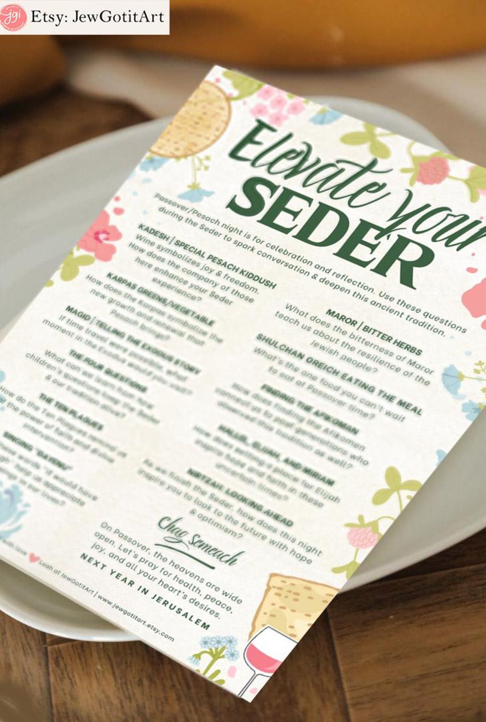 Interactive Passover Seder Question Printable Passover Table Game ...