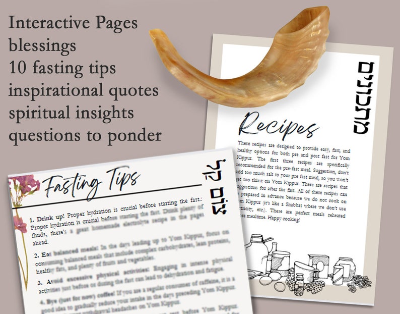 Printable Yom Kippur Spiritual Prep Download, Cookbook Recipes Pre Post ...