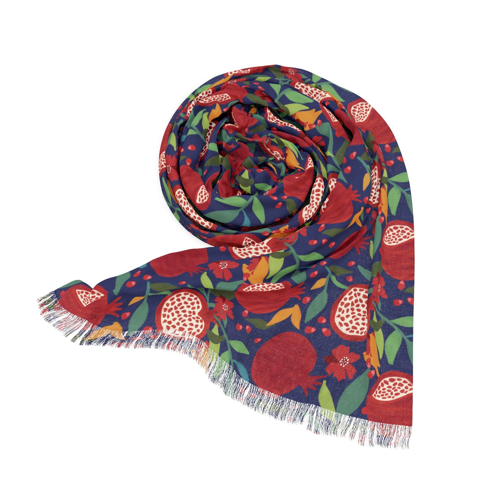 Pomegranates of Israel Scarf Head Headwrap Fruit Scarves Women Fabric ...