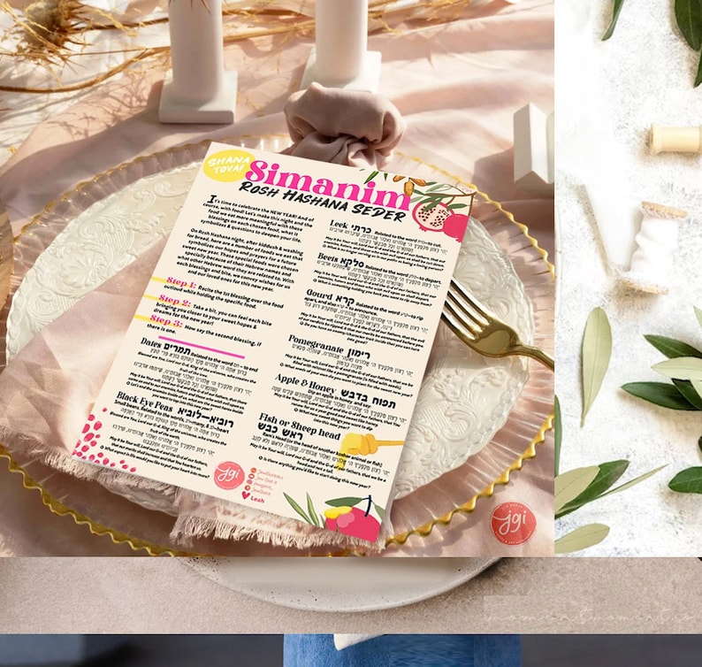 Rosh Hashanah Simanim Blessings & Questions Printable Sheet, Jewish New ...