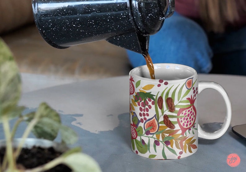 7 Fruits of Israel, 7 Species of Israel, Mug, Tea Cup, Coffee Cup ...