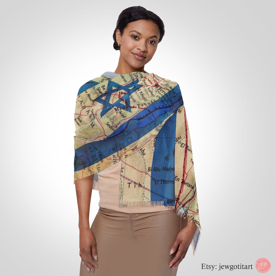 Israel Flag Map Scarf Light Men Women Fabric Hair Cover Covering Jewish ...