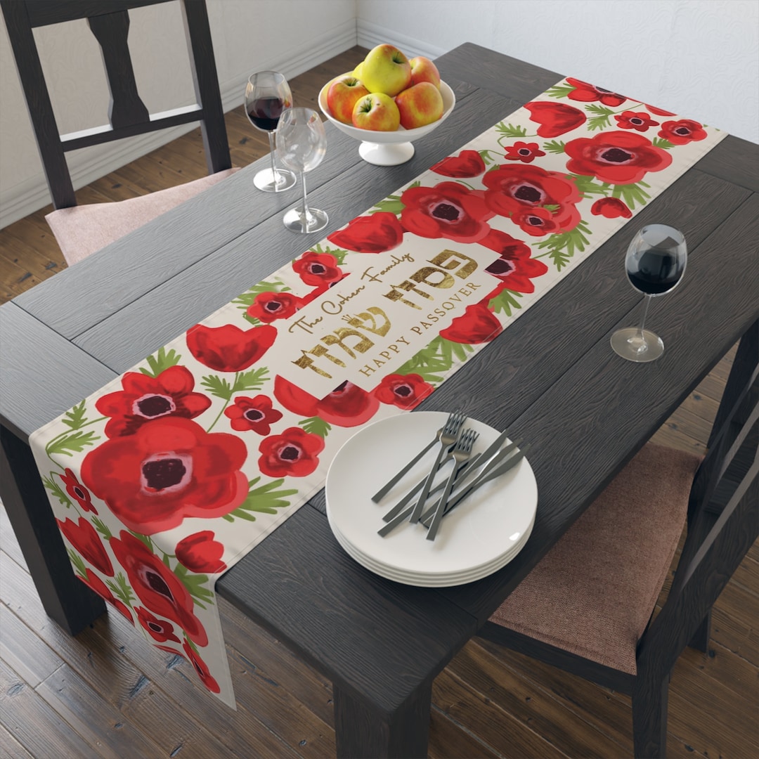 Personalized Passover Kalanit Table Runner Jewish Art Israel Gift Seder ...