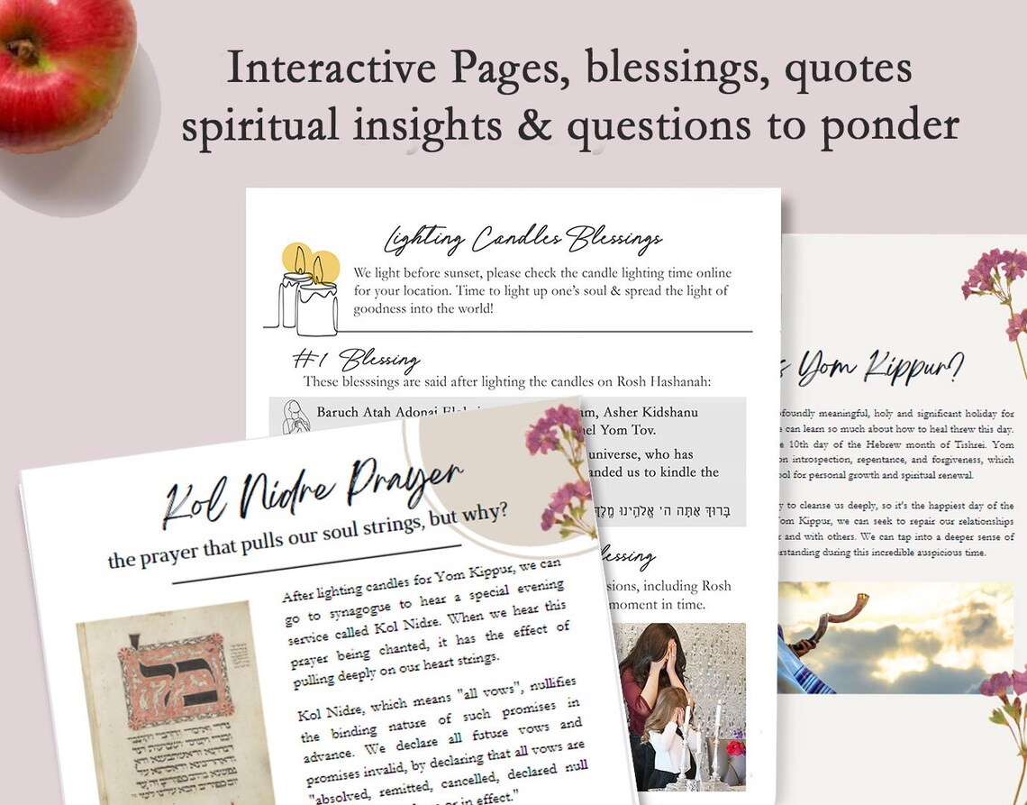 Printable Yom Kippur Spiritual Prep Download, Cookbook Recipes Pre Post ...