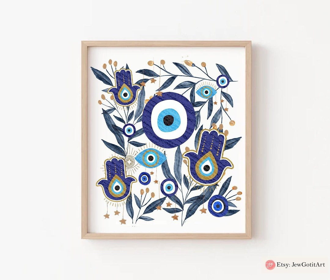 Evil Eye Hamsa Wall Art Print Hamsa Hand Am Yisrael Chai Jewish Gift ...