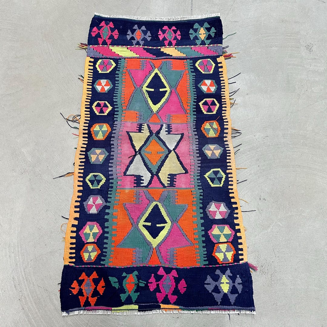 Geometric Turkish Kilim, Vintage Kilim, Small Kilim, Antique Kilim ...