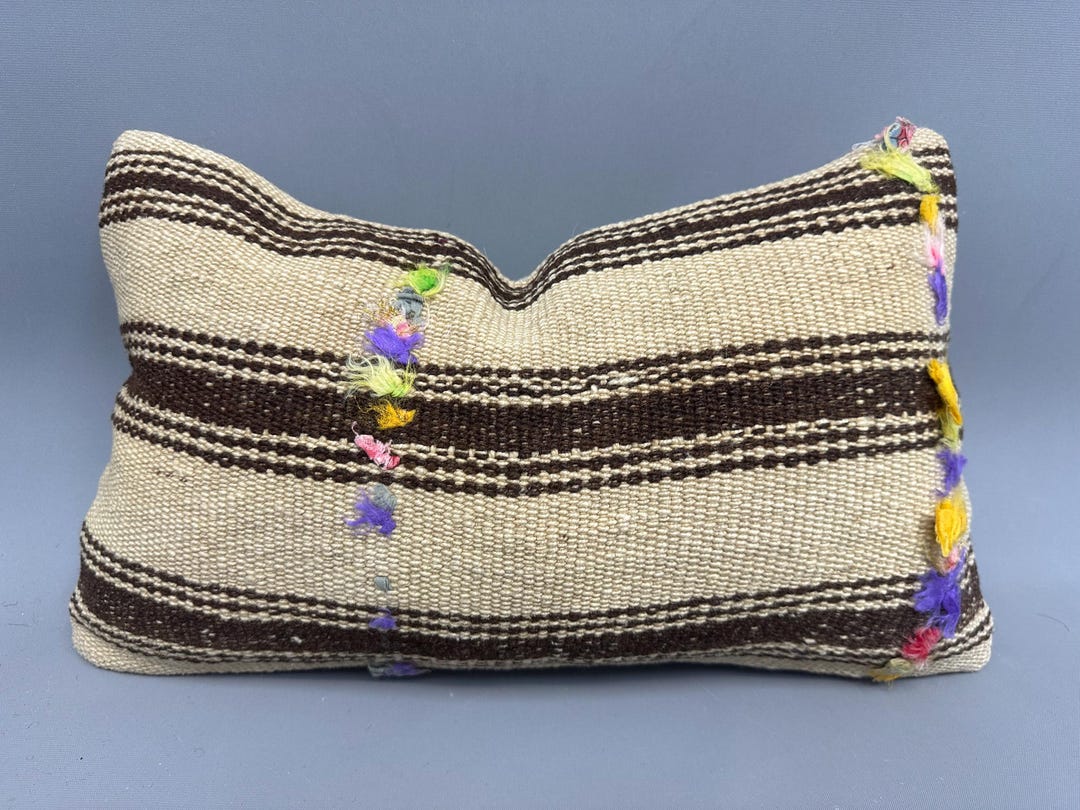 Kilim Pillow Cover, Ethnical Kilim Rug Pillow, 12x20 Throw Kilim Pillow ...