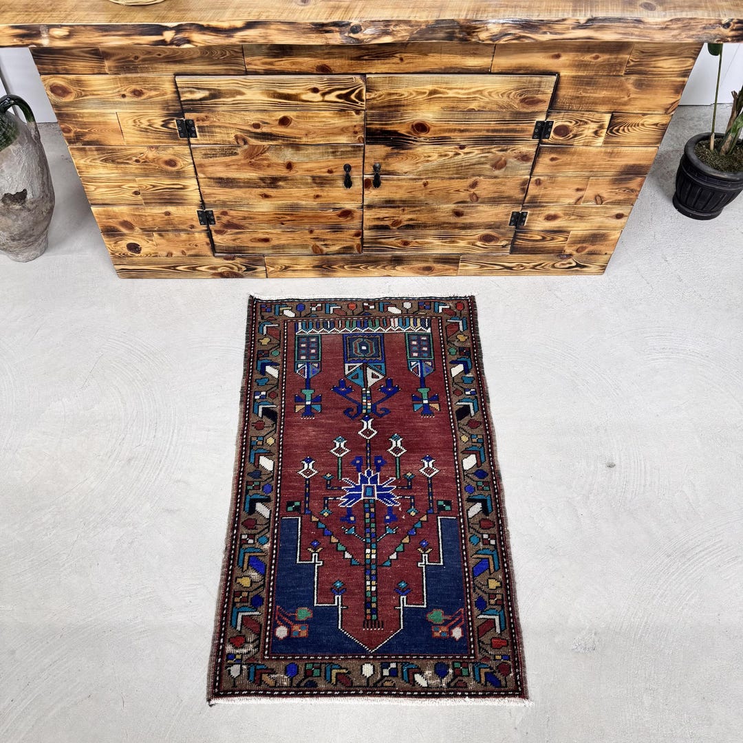 Entry Turkish Rug, Purple Wool Traditional Oushak Rug, 2.1x3.5 Ft ...