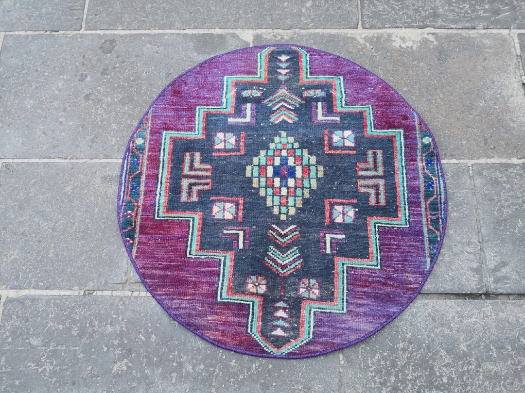 30x30 Inches Turkish Vintage Carpet Anatolian Vintage Rug Oushak Design ...