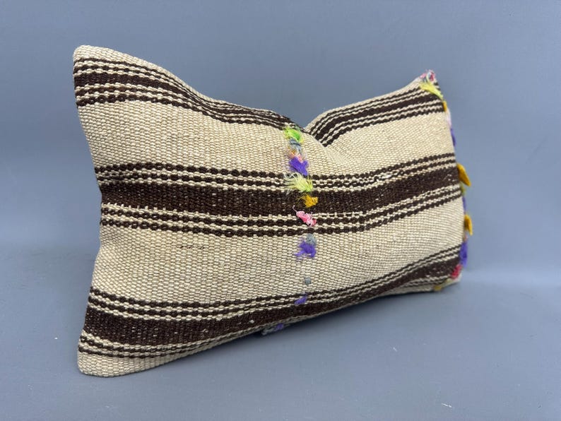 Kilim Pillow Cover, Ethnical Kilim Rug Pillow, 12x20 Throw Kilim Pillow ...