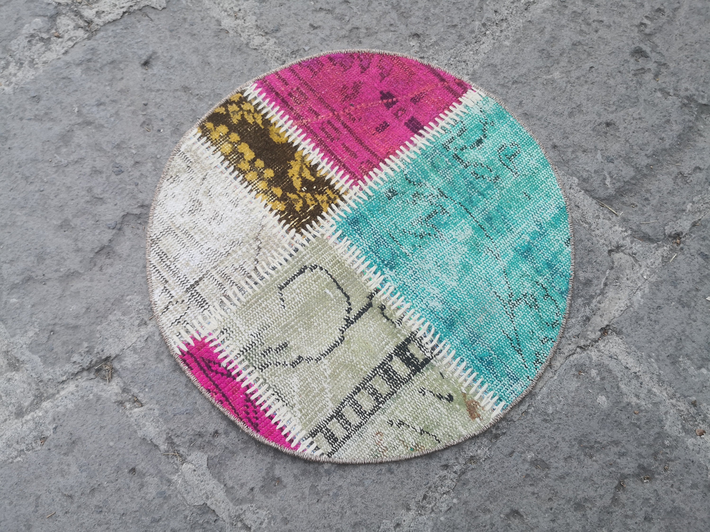 24x24 Inches Round Rug,vintage Rug,area Rug,home Decor Rug,anatolian ...