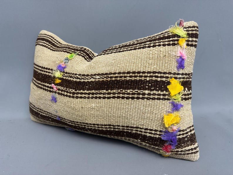 Kilim Pillow Cover, Ethnical Kilim Rug Pillow, 12x20 Throw Kilim Pillow ...