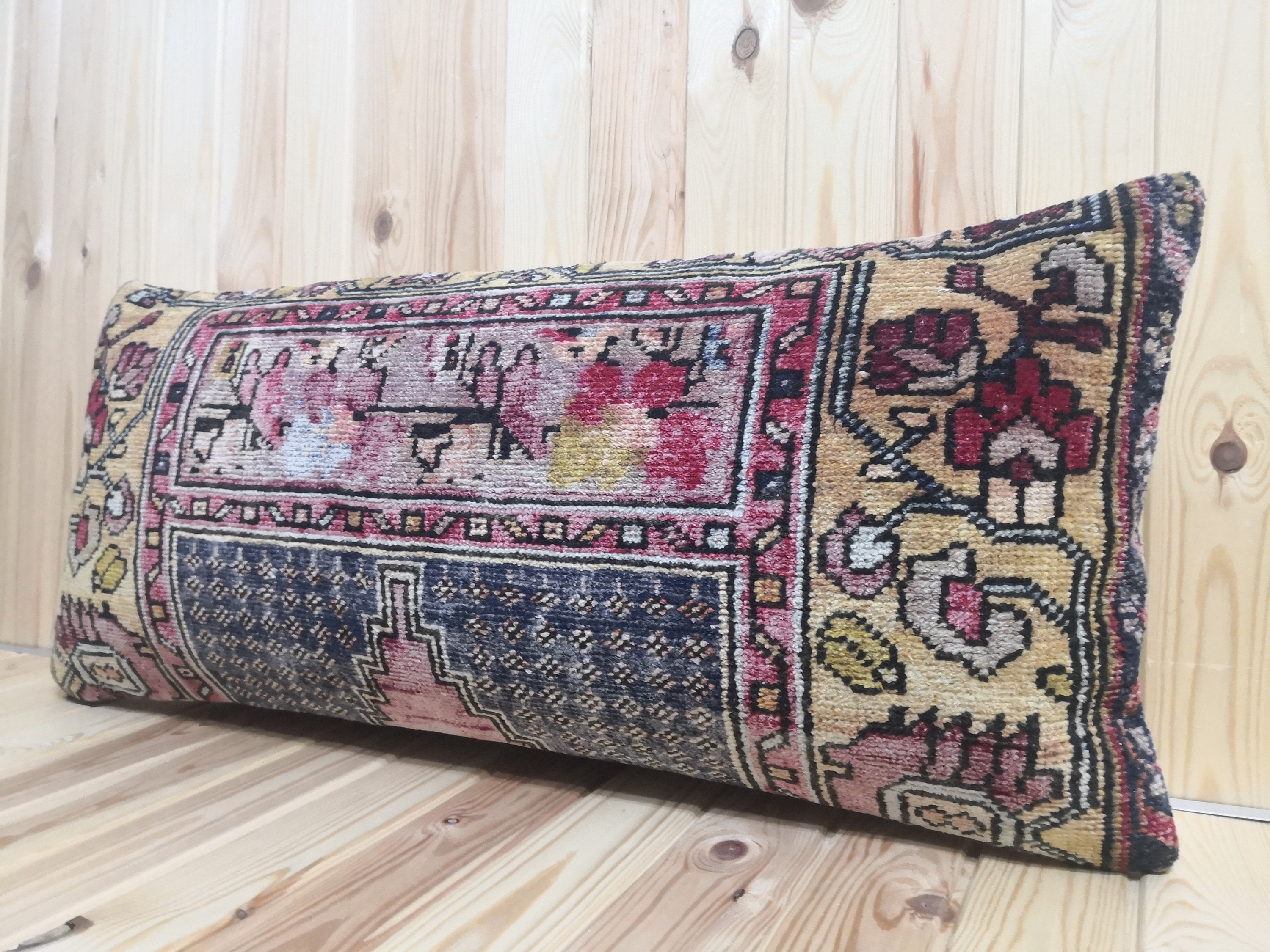 16x36 Inches Long Lumbar Pillow Turkish Carpet Long Pillow Rug Pillow ...