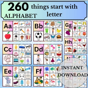 Alphabet 260 Things Start With Letter, Alphabet Print, Kids Learning ...