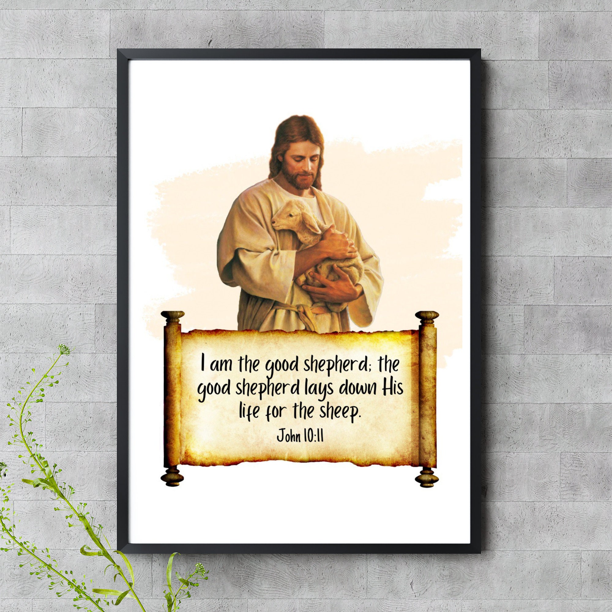 Jesus the Good Shepherd Prints, Christian Wall Art, Bible Verse John 10 ...