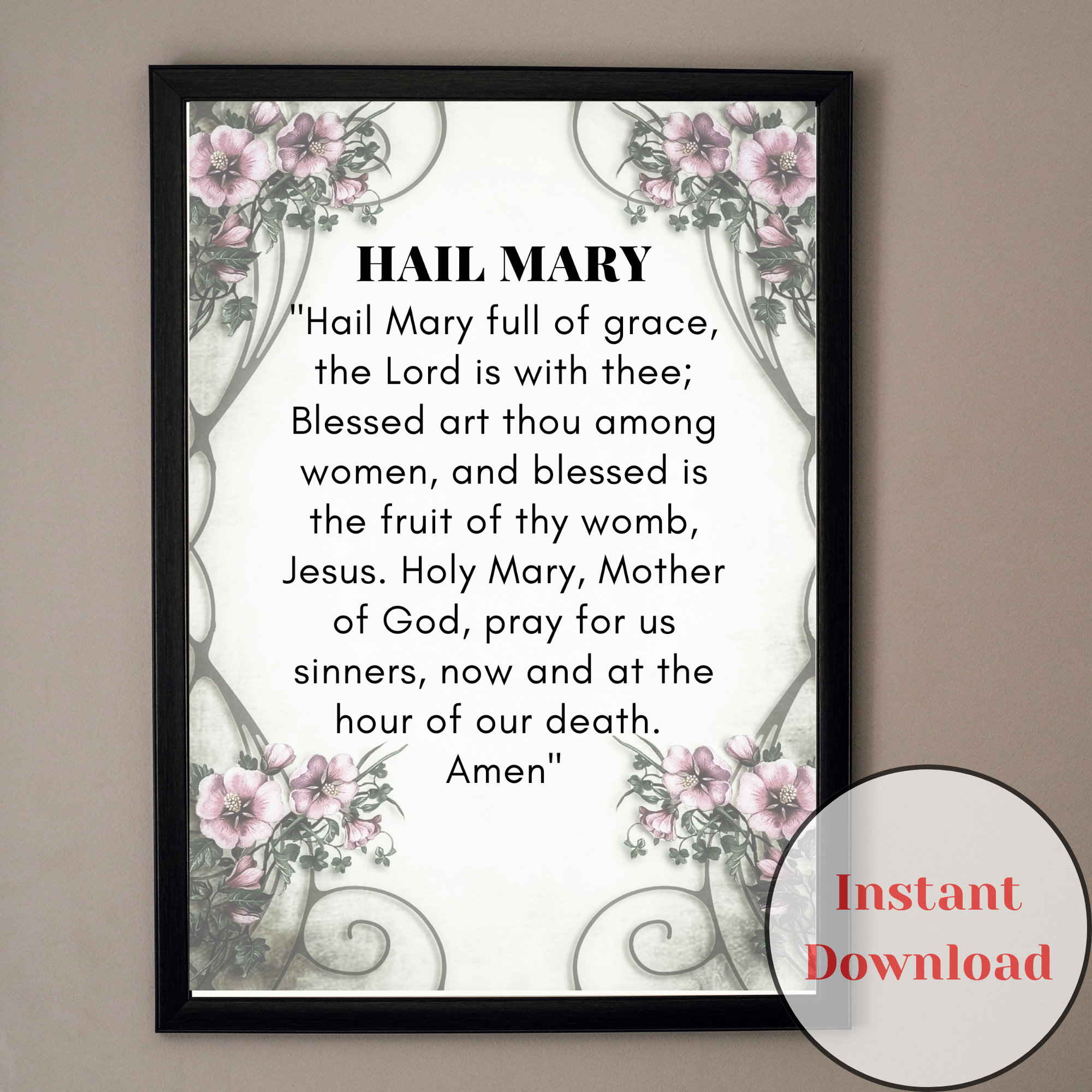 Rosary Prayer Prints, Our Father Prayer, Hail Mary Prayer, Fatima ...