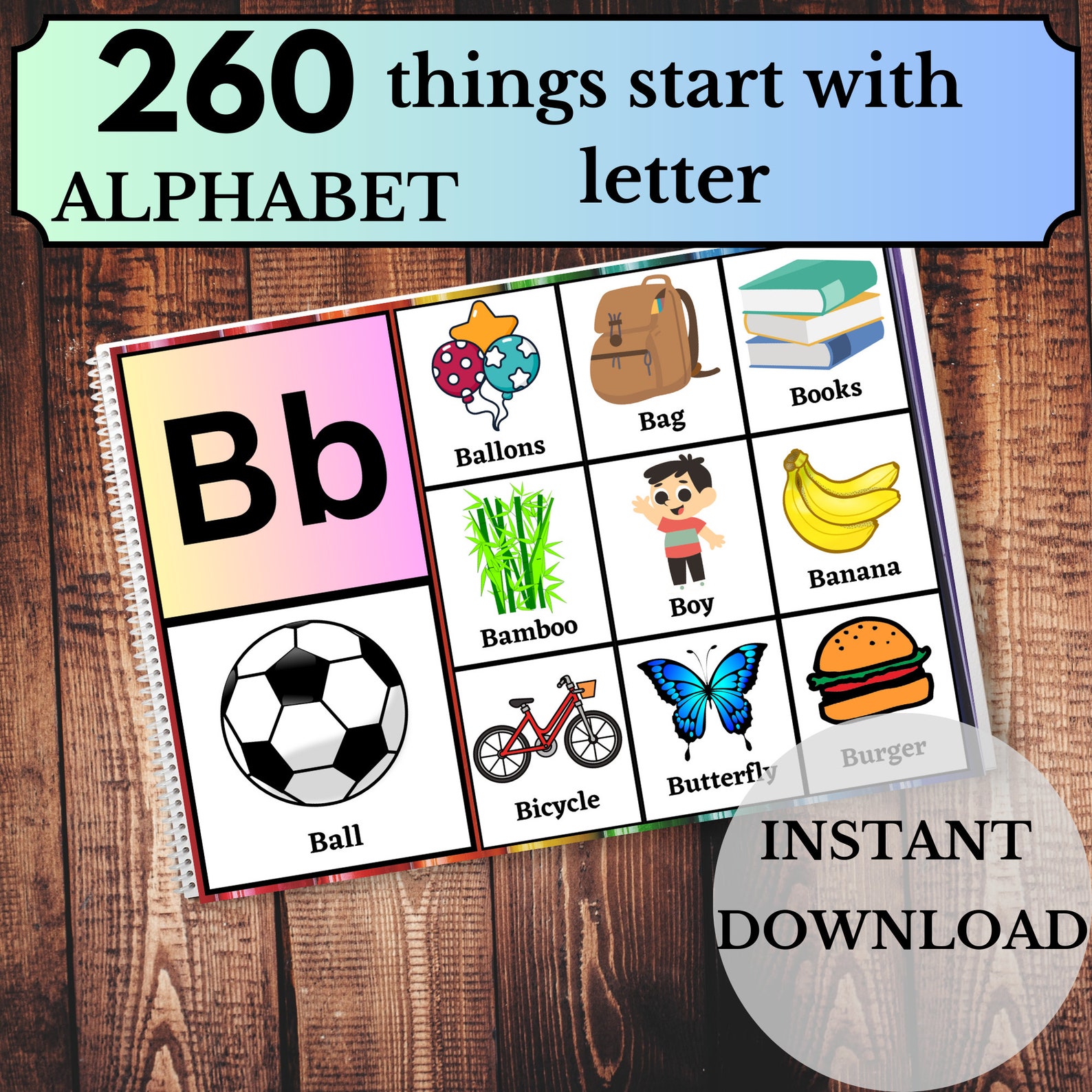 Alphabet 260 Things Start With Letter, Alphabet Print, Kids Learning ...