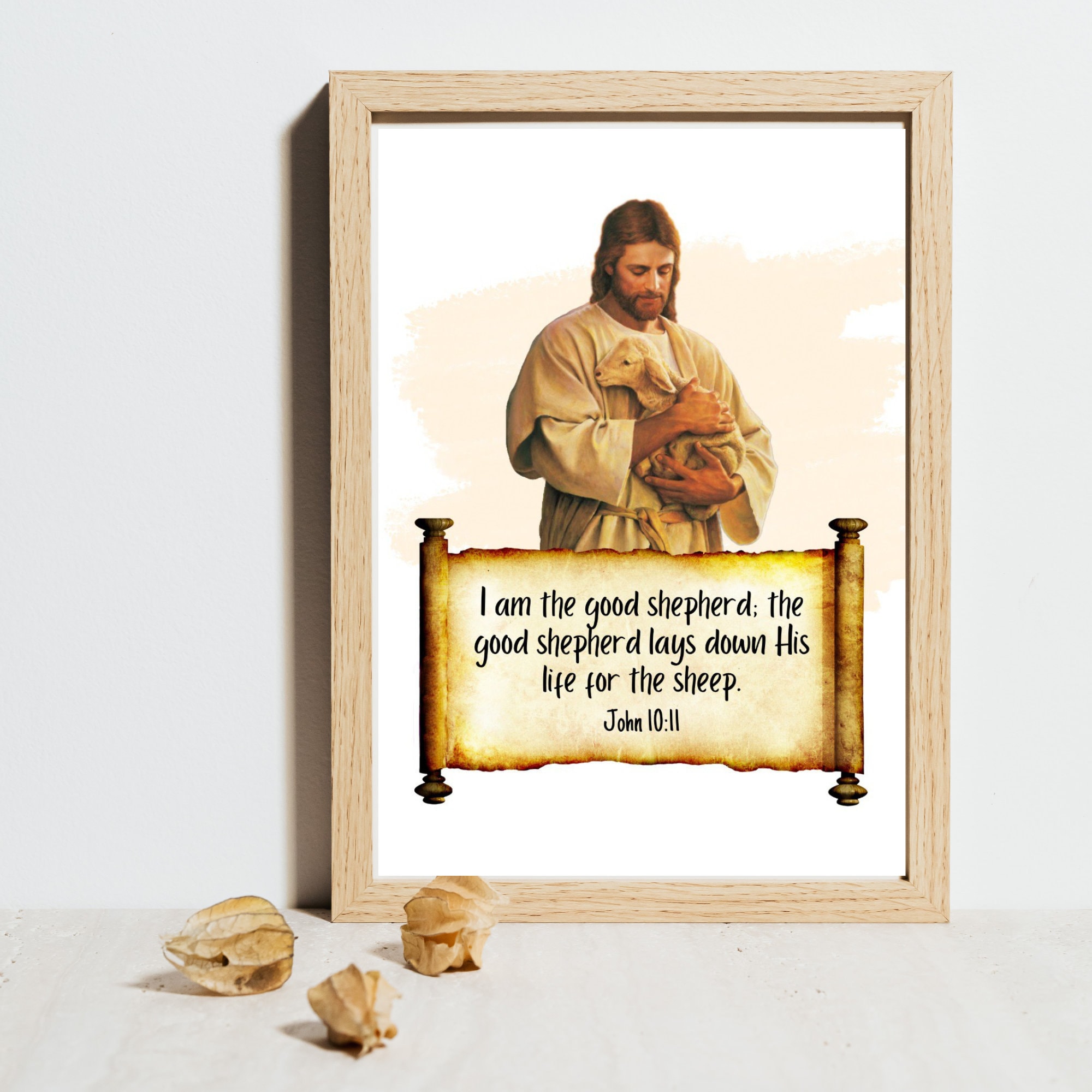 Jesus the Good Shepherd Prints, Christian Wall Art, Bible Verse John 10 ...
