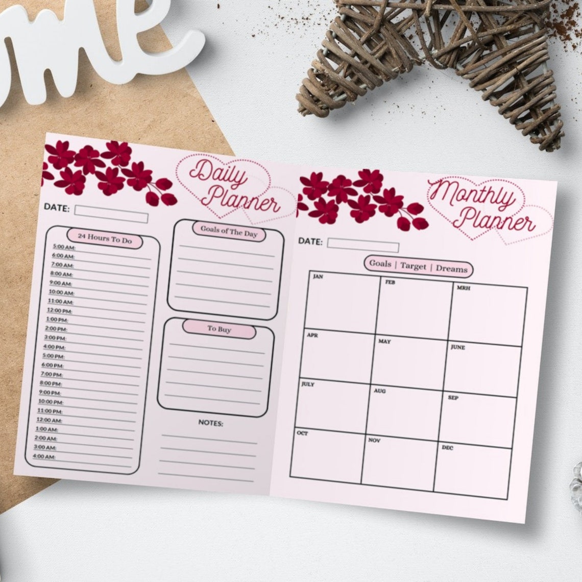 Daily Planner Print, Weekly Planner Print, Monthly Planner Print ...