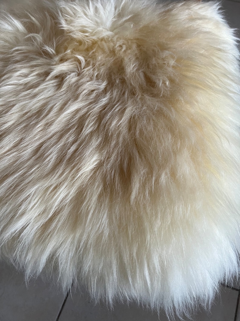 Genuine Sheepskin Chair Cover Seat Pad Custom Made White Creamy Beige ...