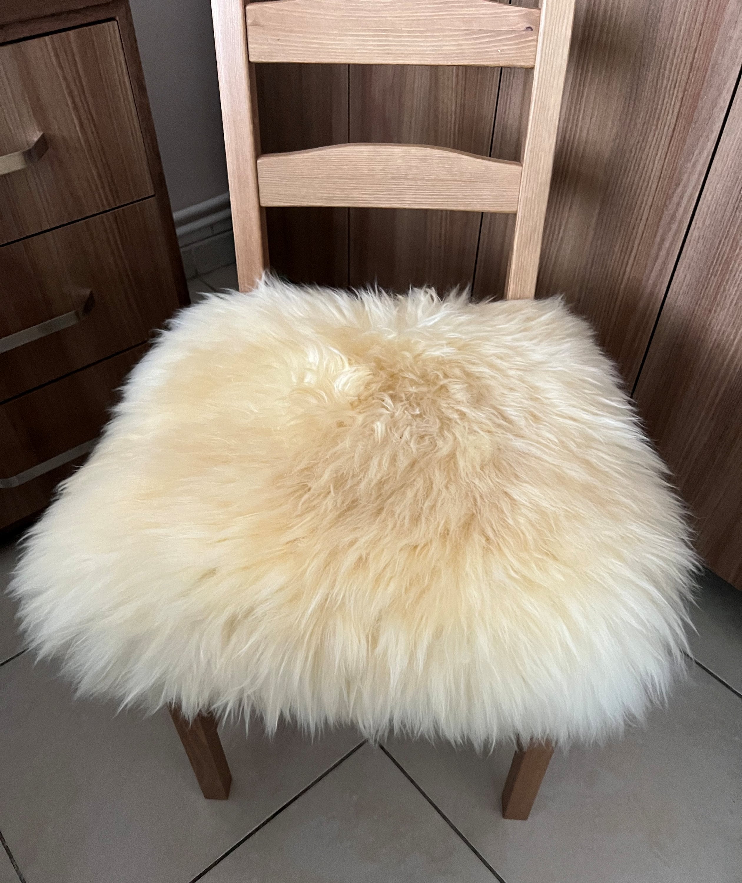 Genuine Sheepskin Chair Cover Seat Pad Custom Made White Creamy Beige ...