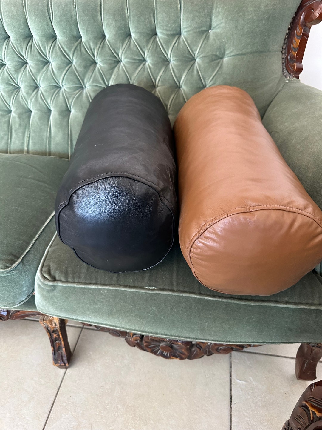 Bolster Pillow Cover, Leather Pillow Cover, Genuine Leather, Leather ...
