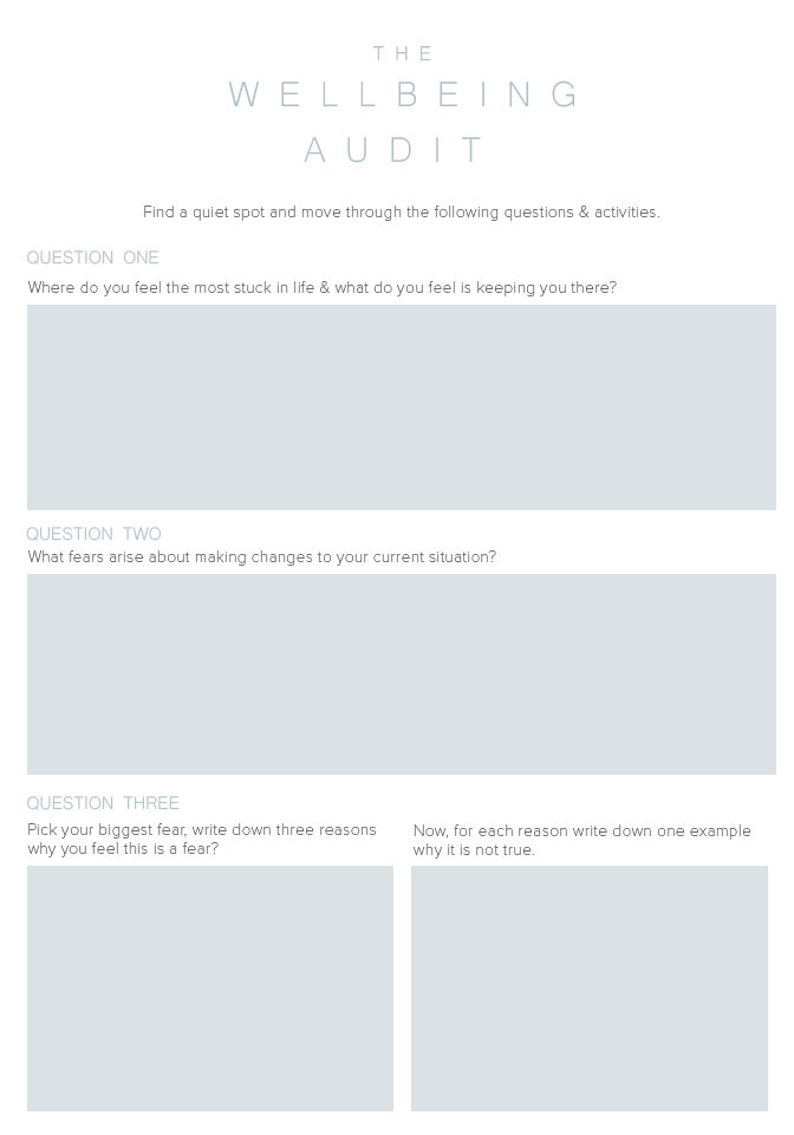 The Wellbeing Audit, Self Care Worksheet, Goal Setting, Self Care ...