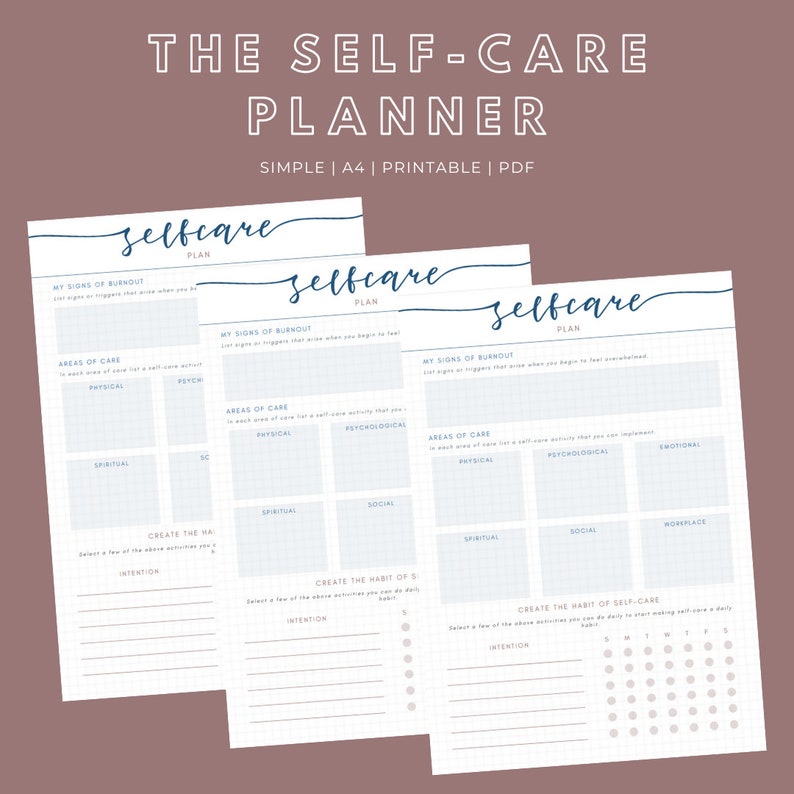 The Self-care Planner Worksheet, Habit Tracking, Self-care Journal ...