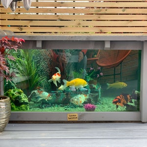 172 Gallon Raised Square Wood Fish Pond With Large Windows - Lotus ...