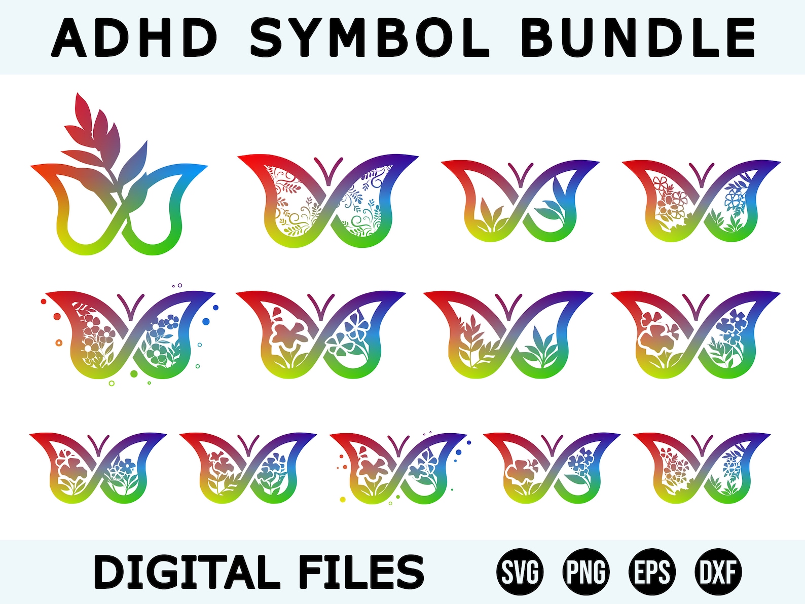 Adhd Butterfly Svg, Adhd Svg, Adhd Butterfly, Neurodiversity Bundle ...
