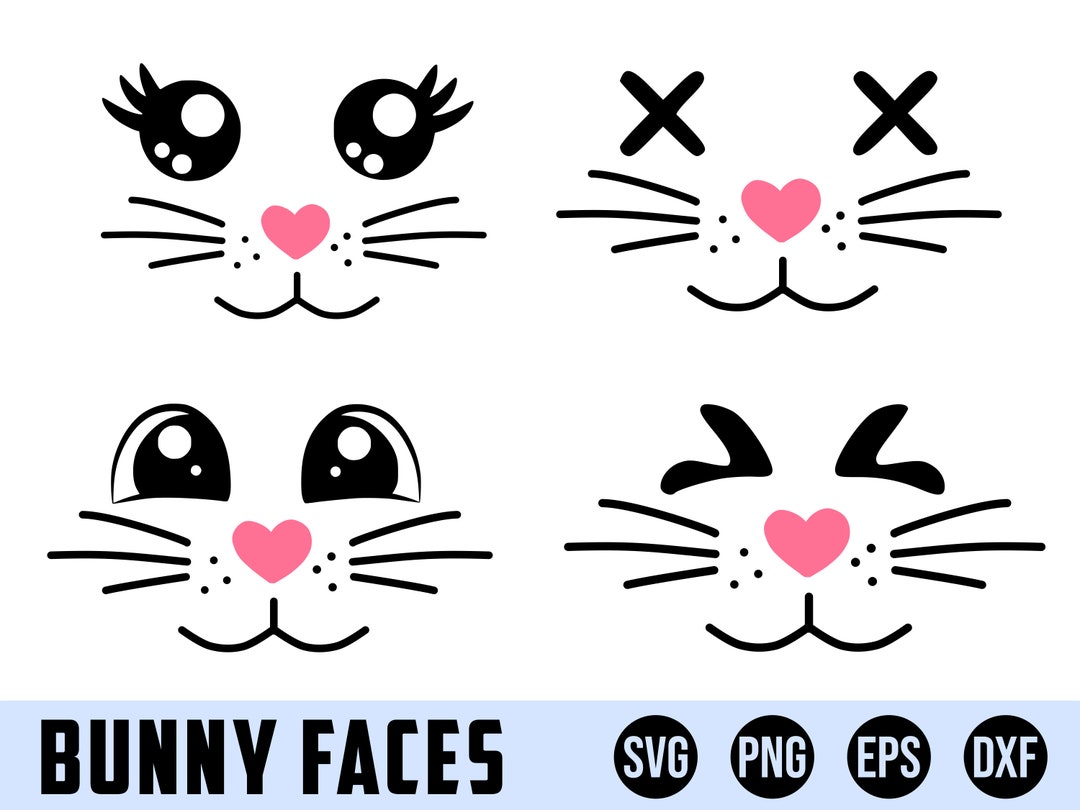 Cute Bunny Face Svg, Cute Bunny Clipart, Easter Bunny, Rabbit Svg ...
