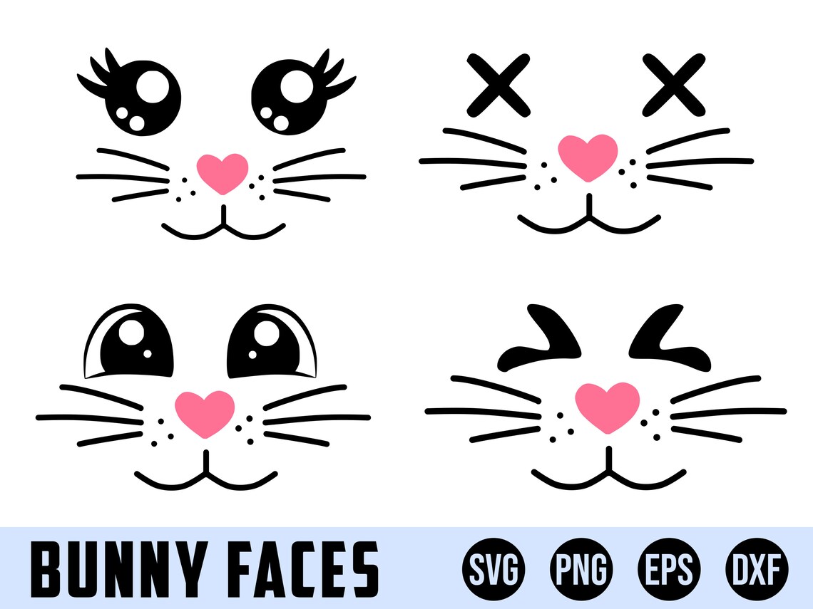 Cute Bunny Face Svg, Cute Bunny Clipart, Easter Bunny, Rabbit Svg ...