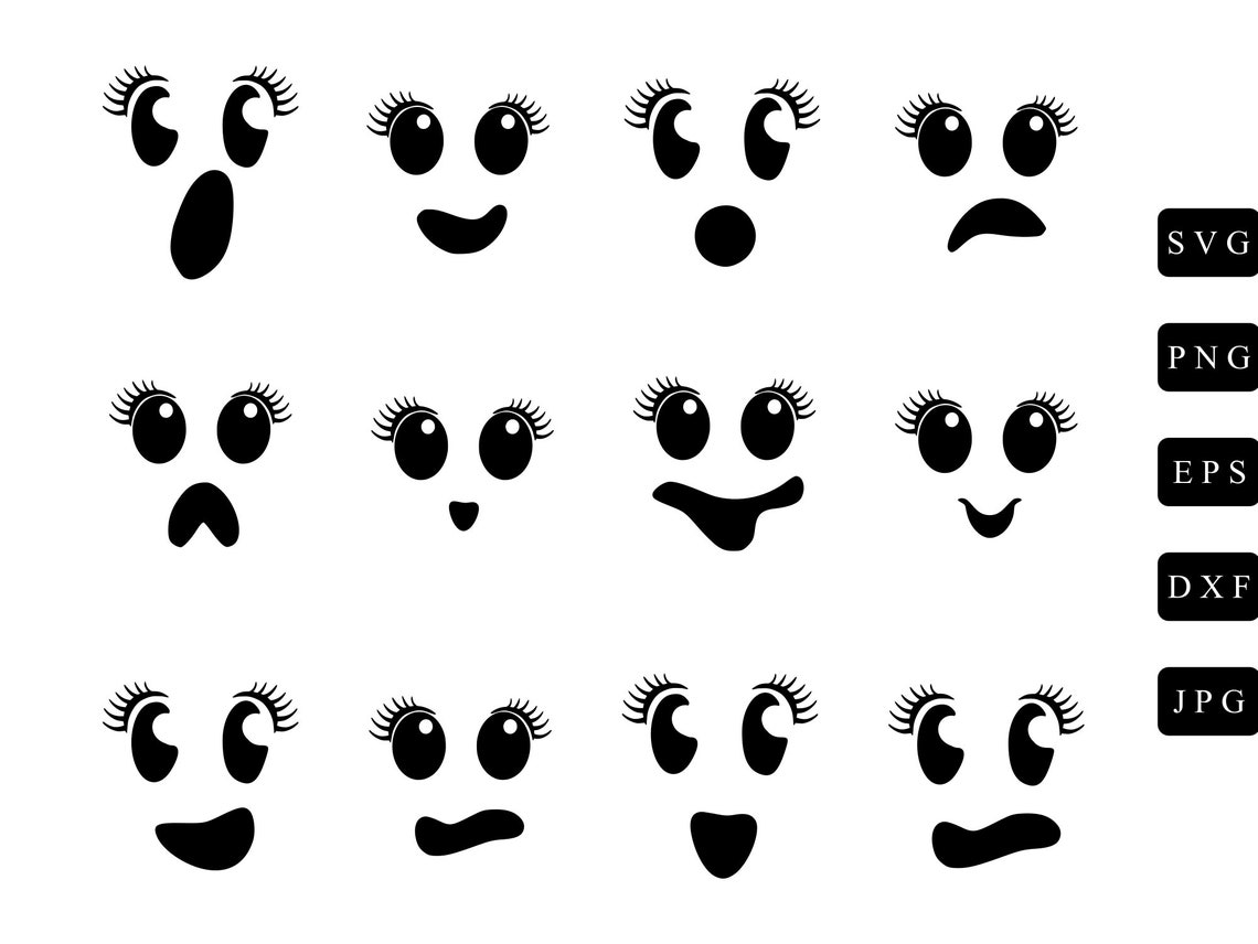 Scary Halloween Faces, Scary Face Svg, Spooky Face Svg, Cute Halloween ...
