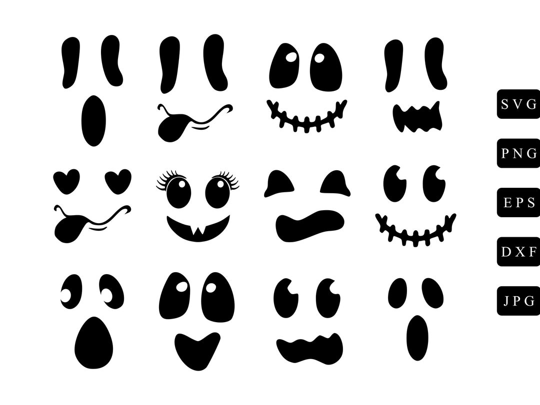 Cute Ghost Svg, Cute Ghost Png, Scary Faces Svg, Spooky Face Svg ...