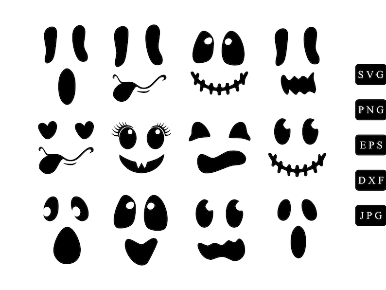 Cute Ghost Svg Cute Ghost Png Scary Faces Svg Spooky Face - Etsy