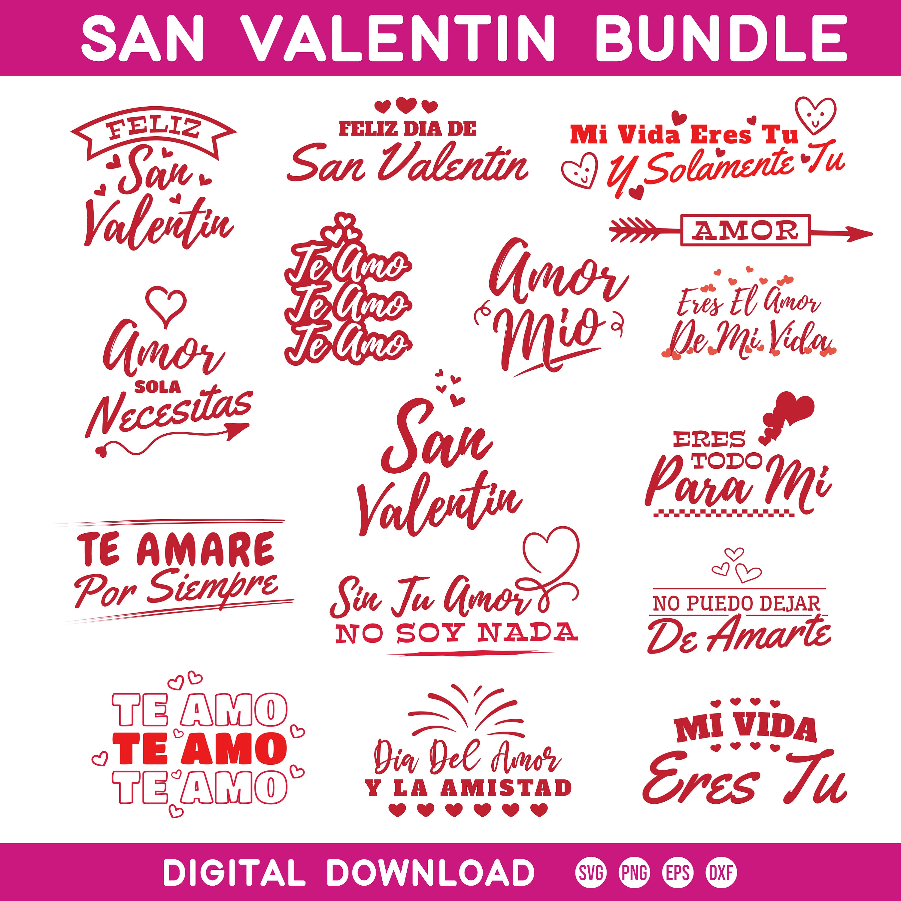 Spanish Valentines Svg Bundle, Groovy Valentines, Retro Valentines Png ...