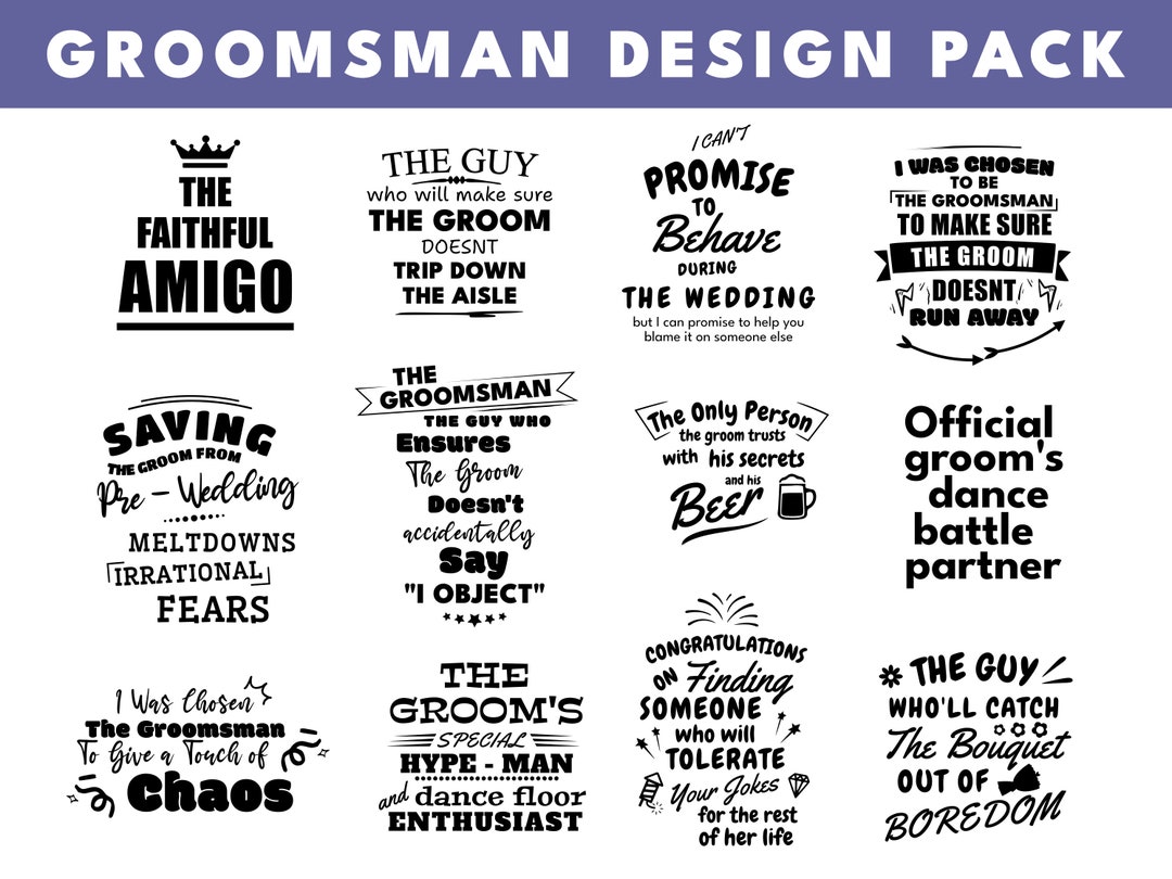 Groomsmen Svg Bundle, Groomsman Svg, Funny Groomsmen Quotes, Groom Crew ...