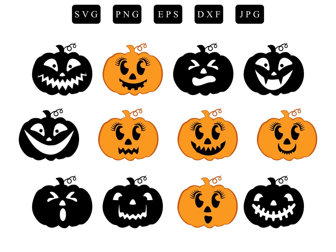 Pumpkin Faces Svg, Pumpkin Faces Bundle, Cute Pumpkin Faces, Spooky ...